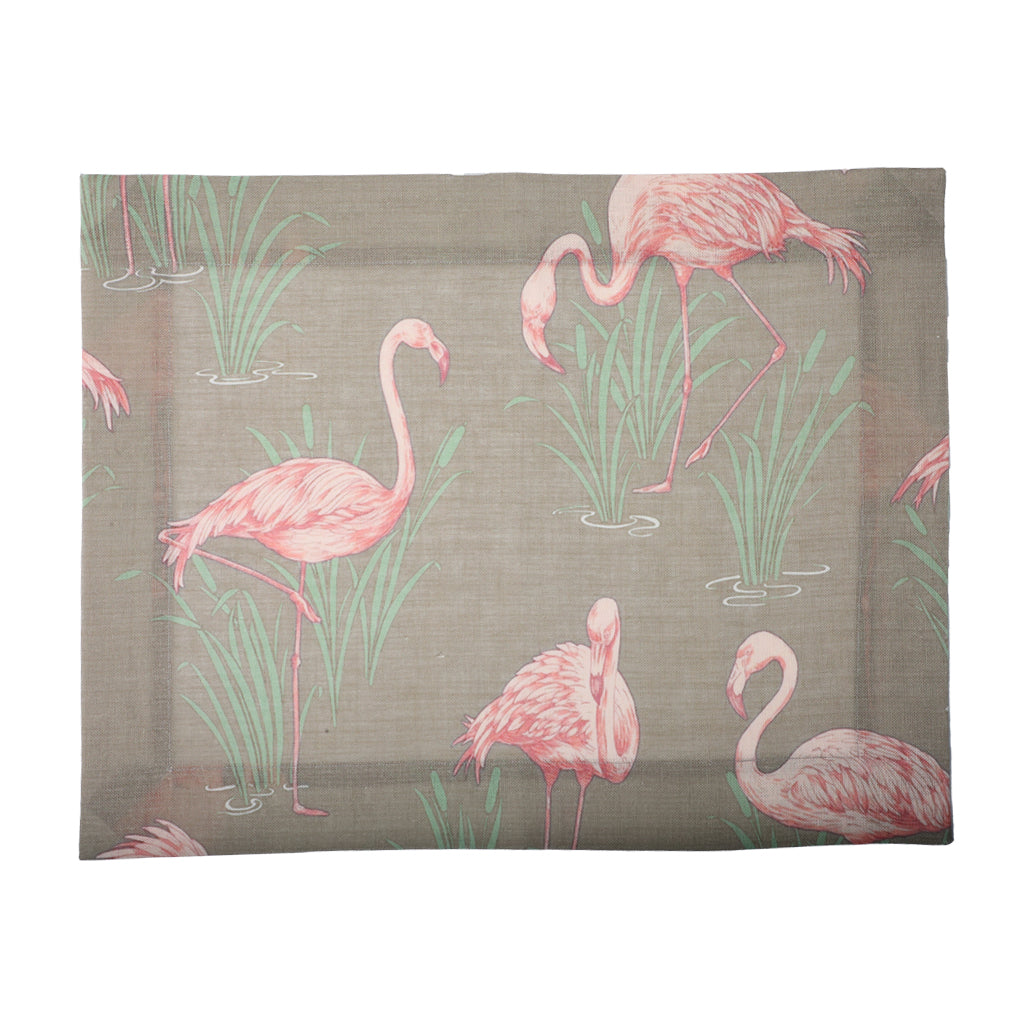 Fine underplate in Umbrian artistic fabric with pink flamingos 50x40 c ...